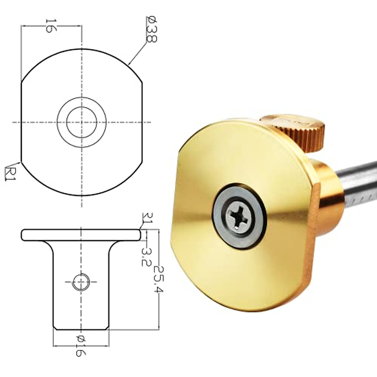 Wheel Marking Gauge Kit with 2 Extra Cutter Wheels and Screws, Small Anti Roll Brass Head, Metric Micro Adjuster Ruler, Woodworking Tools Scriber for Woodworking