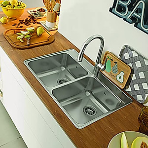 KINDRED CDLA3322-7-1N Creemore 33-in LR x 22-in FB x 7-in DP Drop In Double Bowl 1-Hole Stainless Steel Kitchen Sink, 33" x 22"