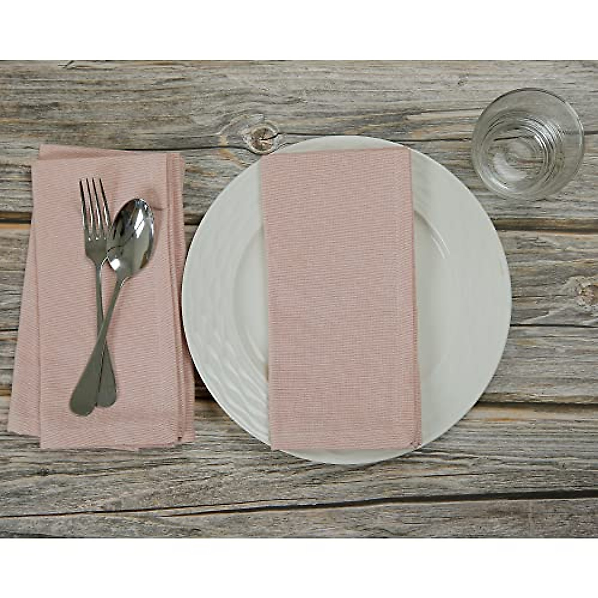 Country Maison Cloth Napkins | Pack of 6 Dinner Napkins | 18”X18” | 100% Cotton Cocktail Napkins | Table Napkins | Chambray | Peach
