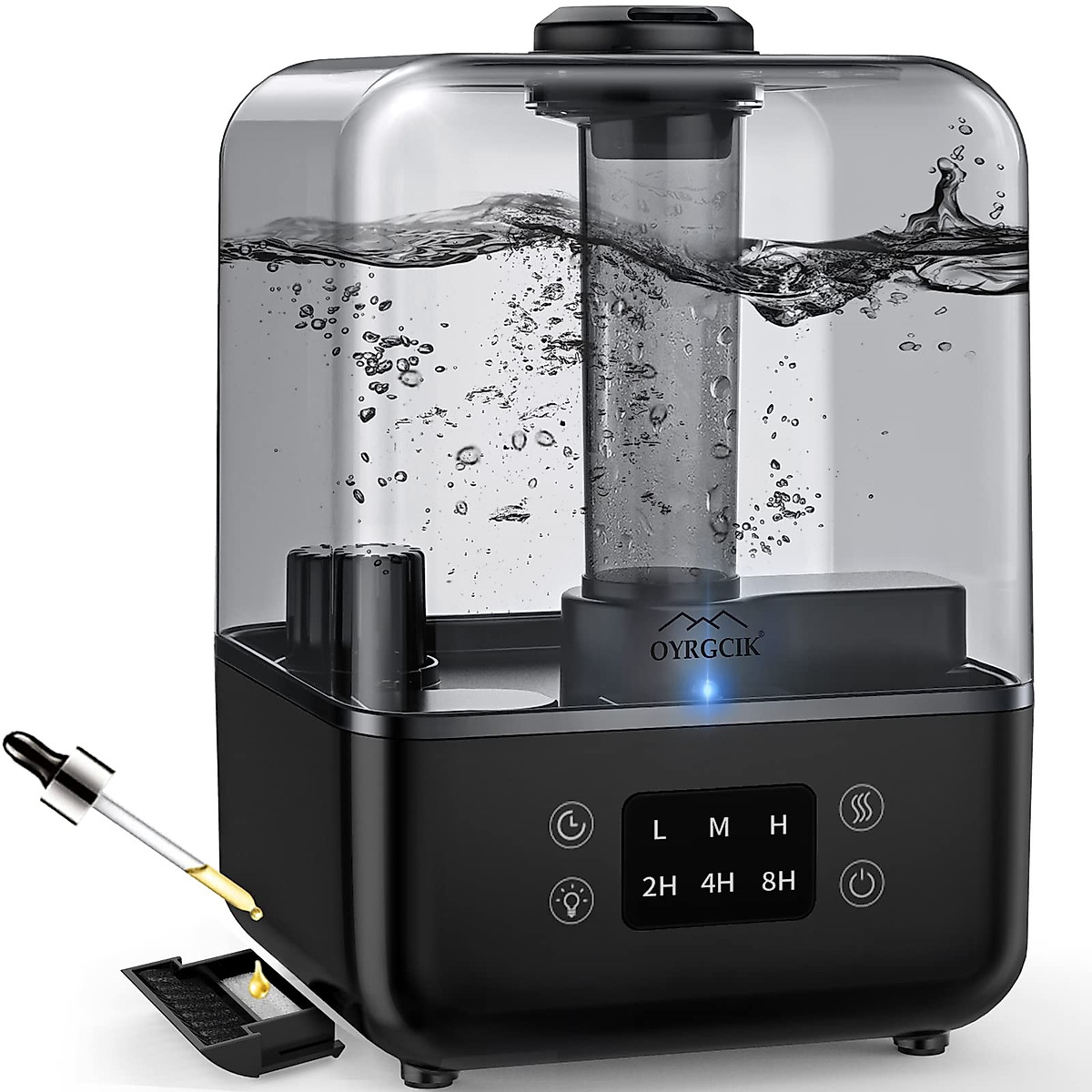 Humidifiers for Bedroom, Ultrasonic 5L Top Fill Humidifiers for Large Room Baby Home with 360° Rotation Nozzle, 3 Mist Levels, Auto Shut-Off, Timer, Essential Oil Diffuser, 30H Work Time, Quiet