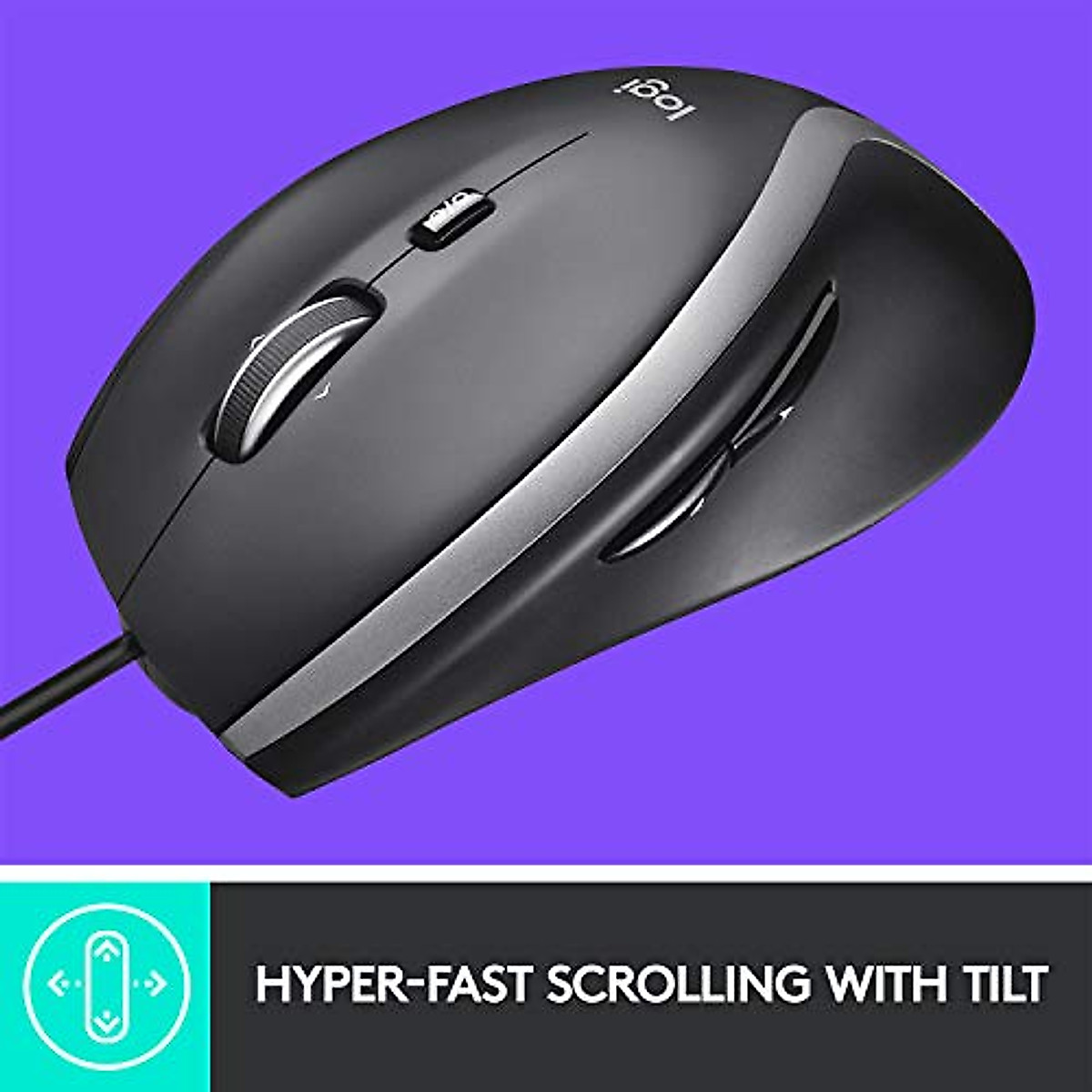 Logitech M500s Advanced Corded Mouse with Advanced Hyper-fast Scrolling & Tilt, Customizable Buttons, High Precision Tracking with DPI Switch, USB plug & play