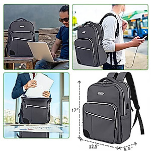 HXLGMD Travel Laptop Backpack for Men Women, 17 Inch Business Computer Backpack Anti Theft with USB Charging Port, Water Resistant College Bookbag Daypack Work Backpack fits for 14-17 Inch Notebook