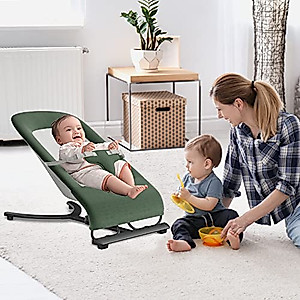 KIDSVIEW Bouncer for Babies, Baby Bouncer 0-6 Months, Baby Bouncers for Infants with Adjustable Height Positions with Overhead Pillow and Calming Bounce (Green)