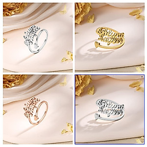 Custom Name Ring,Personalized Double Name Ring for Women Trendy Gold Statement Adjustable Ring Gift for Women Mother's Day (custom 2 names)