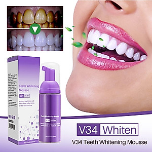 AKARY Teeth Whitening Mousse, Refreshing Breath Deep Cleaning Foam Toothpaste Natural Mouth Wash Water, Purple Teeth Whitening Toothpaste Ultra Fine Mousse Foam