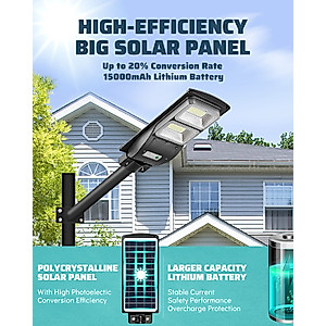 Lovus 2Pack 500W Solar Powered Street Lights, 6000K LED Dusk to Dawn, Outdoor Flood Security Light with Motion Sensor, IP65 Waterproof, Wall or Pole Mount, ST40-039-2