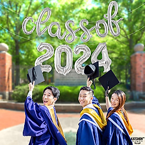 KatchOn, Silver Class of 2024 Balloons Banner - Script, 16 Inch | 2024 Balloons Graduation, Graduation Decorations Class of 2024 | Class of 2024 Balloons, Graduation Balloons Class of 2024 Decorations