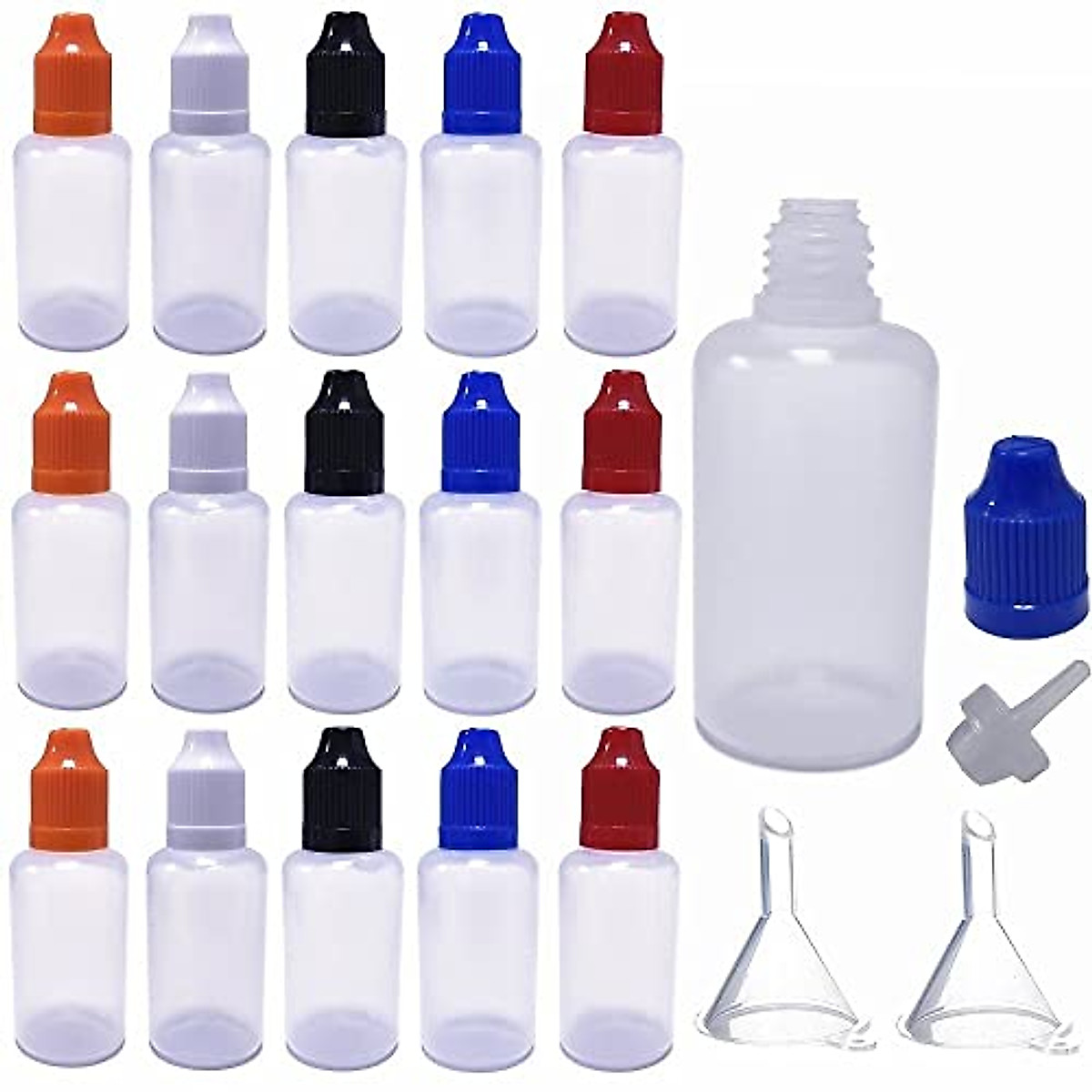 JOYWEE 15 Pack 30ml LDPE Dropper Bottle Funnel Eliquid Applicator Squeeze Dropping Bottle with Thin Tip