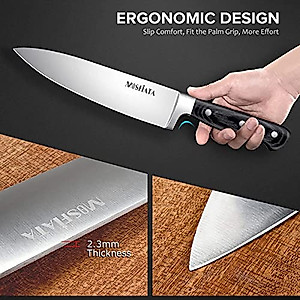 MOSFiATA Kitchen Chef Knife, 8” Full-Tang Cooking Knife High Carbon Stainless Steel Super Sharp Vegetable Meat Knife with Ergonomic Handle, Perfect for Kitchen & Restaurant