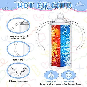 Geetery 20 Pack Sublimation Blanks Sippy Cups Bulk 12 oz White Sublimation Straight Sippy Tumblers with Handle and Lid kids Insulated Stainless Steel Water Bottle Straw Cups for Kids