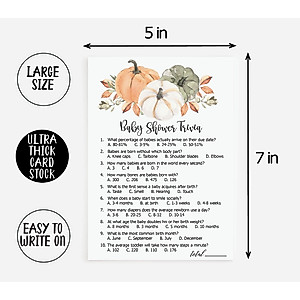 All Ewired Up 50 Baby Shower Trivia (50-Cards) Fun Baby Shower Game Activity, Gender Neutral Boy or Girl, Pumpkin, Autumn