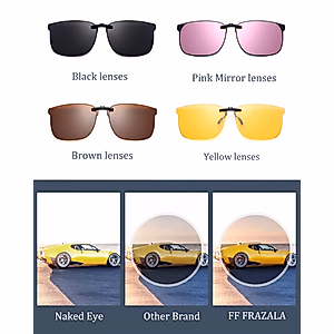 FF FRAZALA Clip On Sunglasses Over Prescription Glasses Polarized UV Protection (Non-flip Brown)