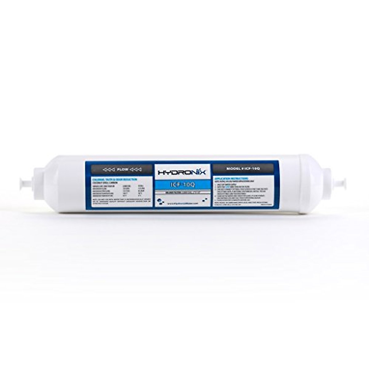Hydronix ICF-10Q/3 Inline Post Activated Carbon Water Filter Replacement Cartridge with 1/4-Inch Quick Connect for Refrigerator, Ice Maker, RO Reverse Osmosis System, 2000 Gallons (3 Pack)