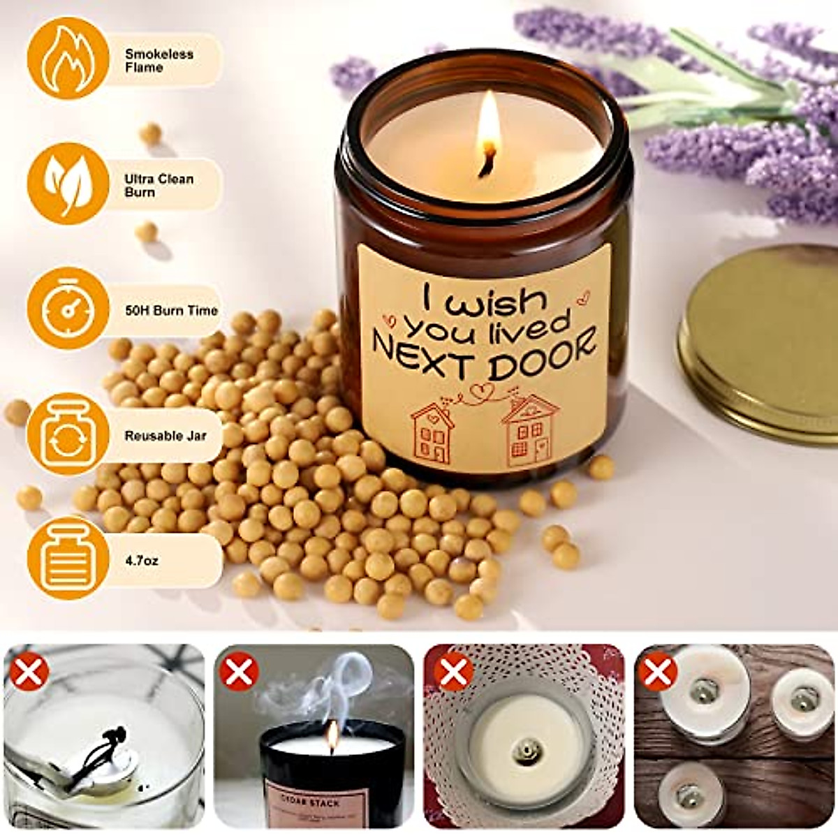 Birthday Gifts for Women Men,Gifts for Girlfriend Sister,Valentine's Day Gift.Friendship Gifts for Best Friends,Lavender Scented Candles for Birthday Gifts,Housewarming Gifts ect(7oz)