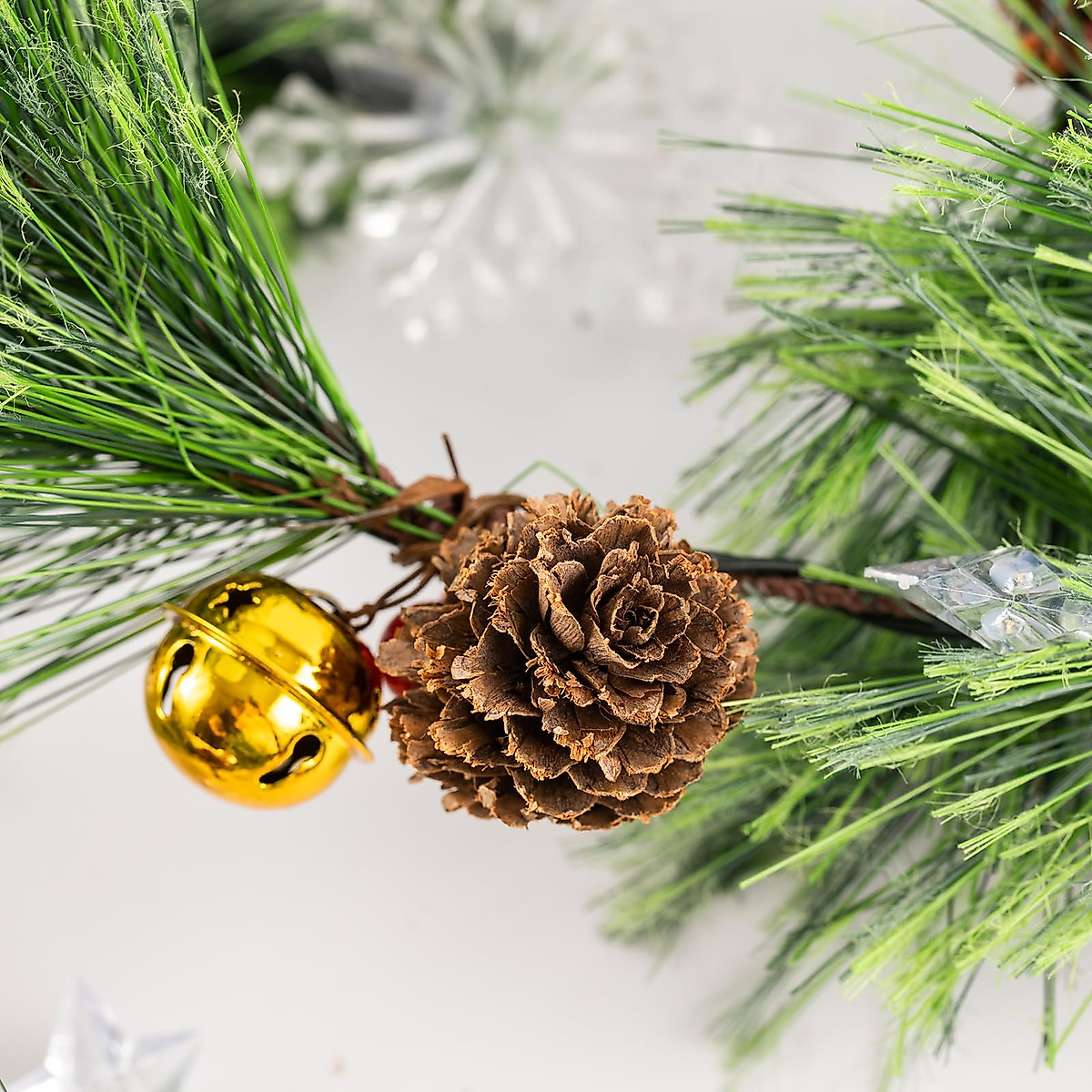 Christmas Garland with Lights, Pre-lit 6 Feet Natural Christmas Smokey Pine Garland, Rustic, Used to Decorate Rooms, Fireplaces, Chandeliers, Stairs