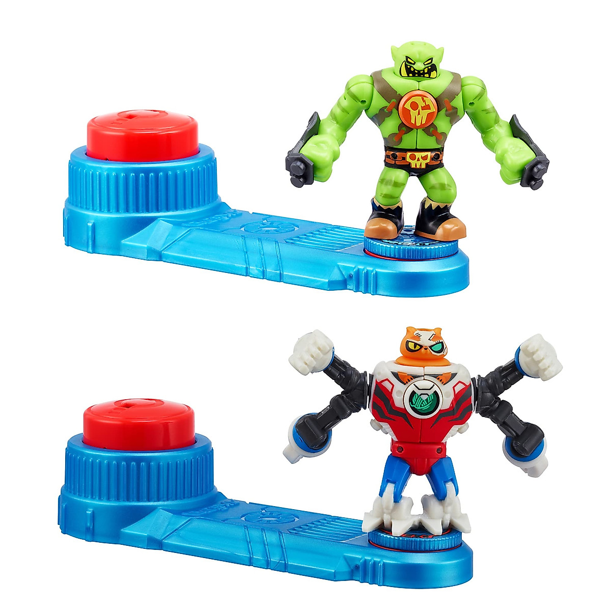 Akedo - Ultimate Arcade Warriors Battle Giants Versus Pack - Scratch-Atron VS Tonk - Mini Battling Action Figures Ready, Fight, Split Strike