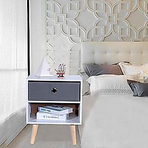 LIUJUN Table-End Table,Metal Handle Bedside Cabinet Night Table Side End Table Nightstand with Shelf and Drawer