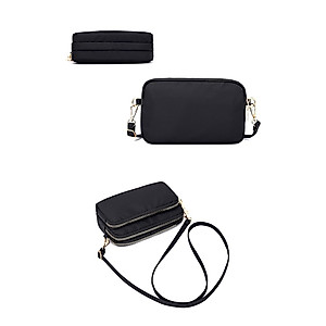 Nylon Small Women Crossover Body Phone Purse Bag Wristlet Clutch Wallet Handbag for Samsung Galaxy S20 Ultra, S20 FE 5G, A11 A21 A51 A71 A10S A20S A21S A20, Note 20 10 9,S10 Lite S10 Plus (Black)