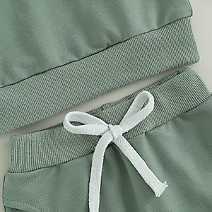 Toddler Baby Girl Clothes Long Sleeve Letter Print Crewneck Sweatshirt Sweatpants Fall Winter Sweatsuit Set Outfit (Daddy's Girl Green, 12-18 Months)