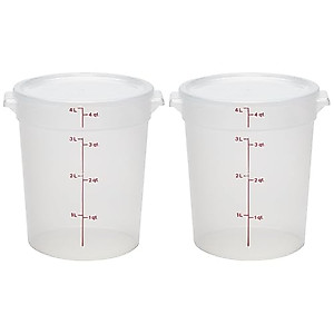 Cambro 4 QT (Quart) BPA-Free Round Food Storage Container with Lid (2 Pack) - Classic Series (Translucent)