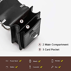 FOXLOVER Crossbody Cell Phone Purses for Women, Cow Leather Crocodile Pattern Ladies Small Shoulder Bags with Metal Chain Strap Womens Mini Wallet Purses Women's Shoulder Sling Bags (White)