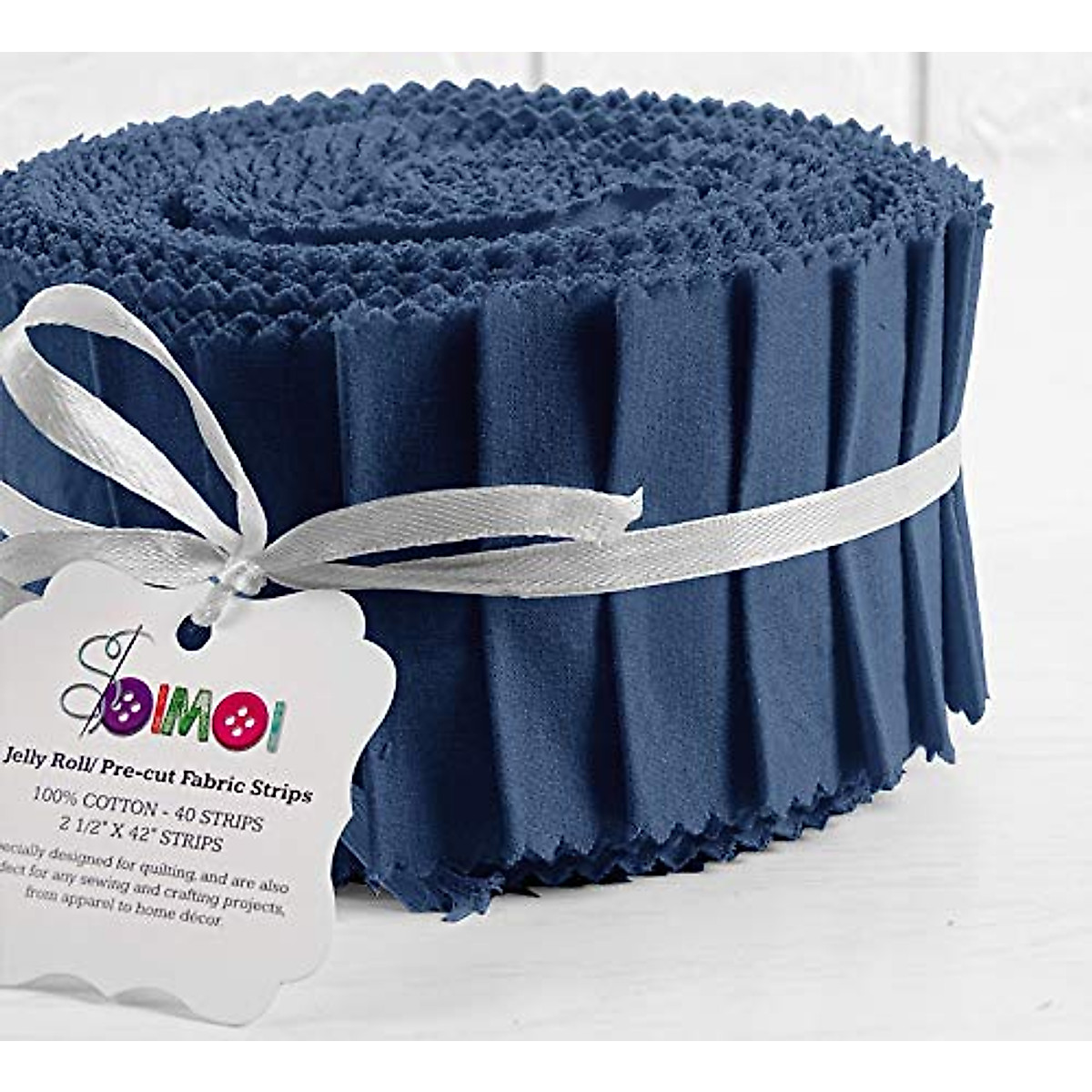 Soimoi 40Pcs Solid Blue Cotton Precut Fabrics for Quilting Craft Strips 2.5 Inches Jelly Roll