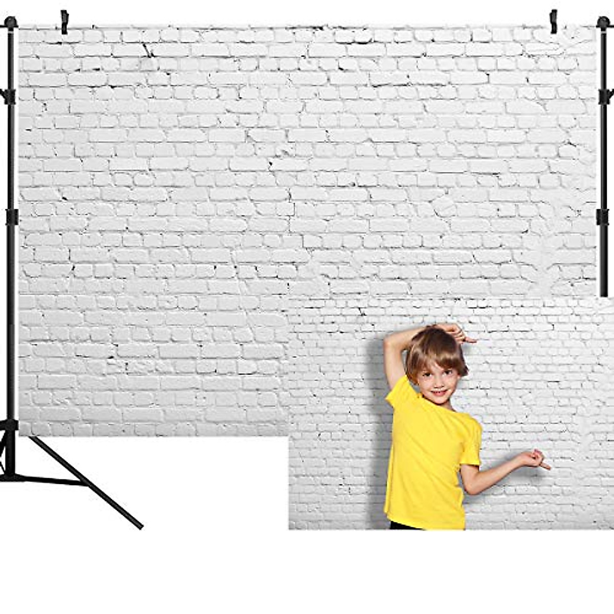 OUYIDA White Brick Wall Backdrop for Baby Shower Birthday Festival Themed Party 7X5FT Photography Background Adult Portrait Wallpaper Photo Video Shooting Studio Props PCK77