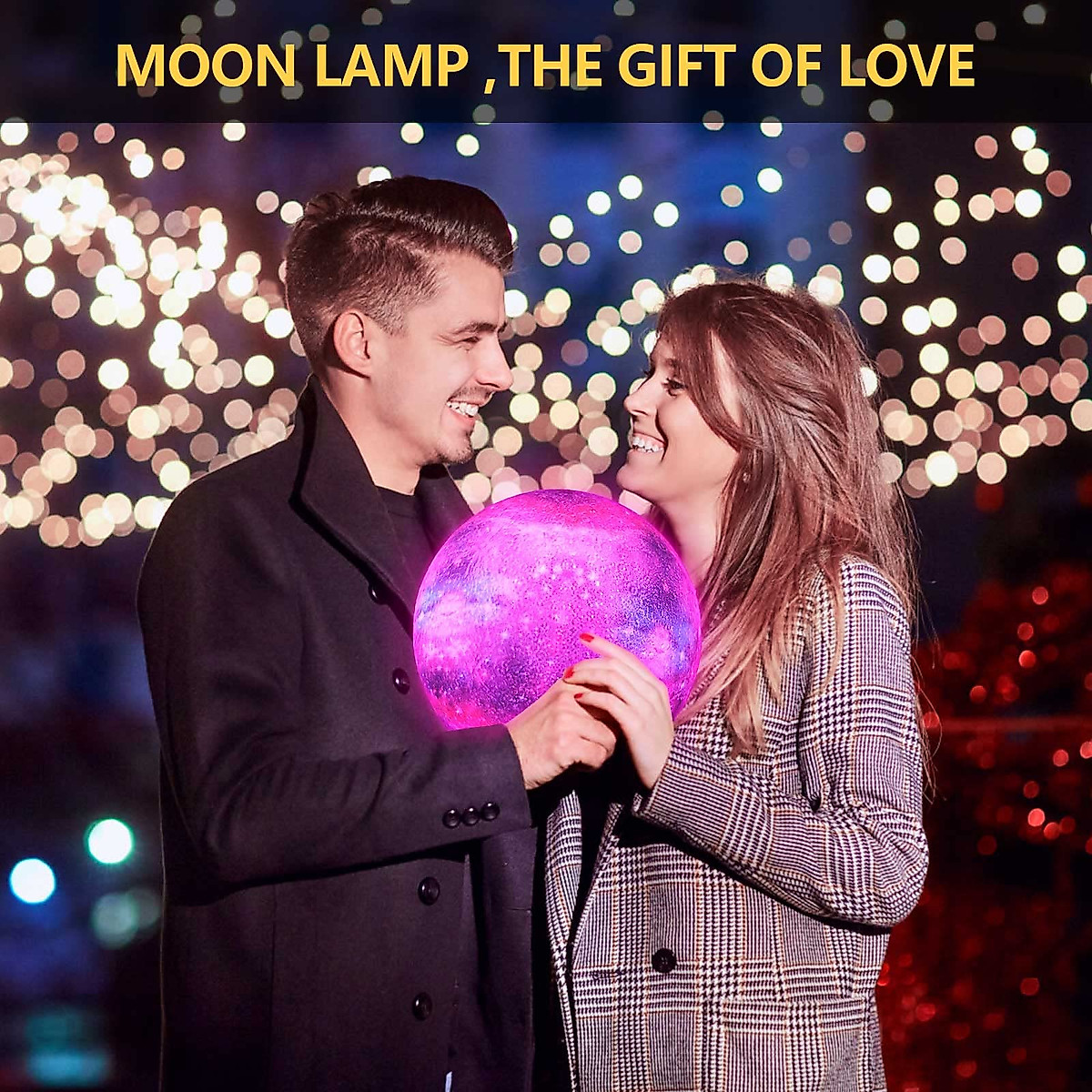 16TUYOUTU 16 Colors Moon Lamp,Lava Lamp,Moon Night Lights for Kids,Galaxy Lamp,3D Moon Lights for Bedroom,Bedroom Gift for Kids Boys Girls Birthday Christmas (5.9 inch, Light Blue （Base）