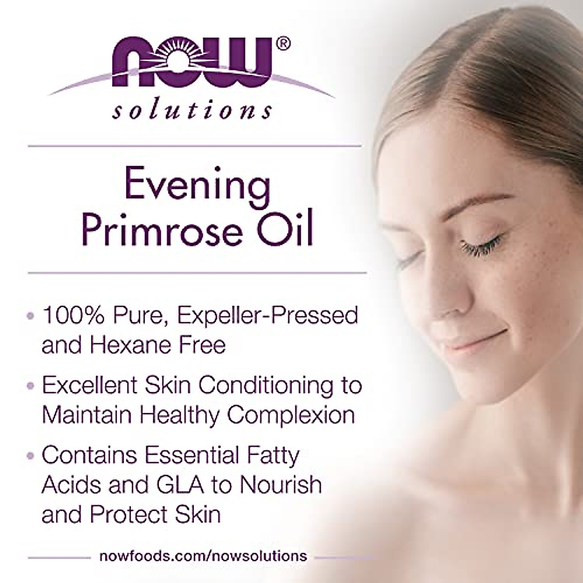 NOW Foods Solutions, Evening Primrose Oil, 100% Pure Moisturizing Oil, with Essential Fatty Acids 4-Ounce