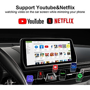 4 in 1 Wireless Carplay & Android Auto Wireless Adapter - Magic CarPlay Ai Box Streaming Video Fits Netflix/YouTube/TF Card, CarPlay Wireless Adapter for Wired CarPlay AA Cars USB Card Reader Writer