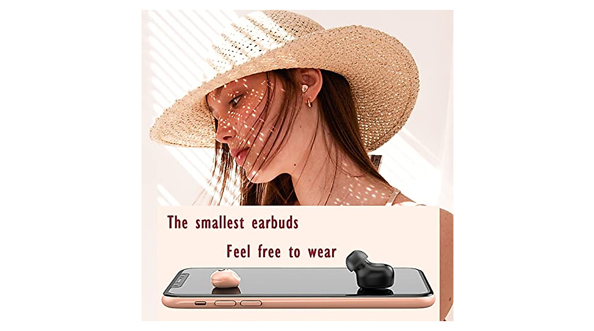 Xmenha Pink Invisible Earbuds - Waterproof Wireless Bluetooth,