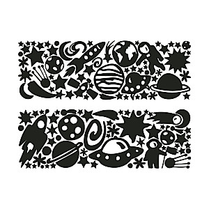 GLOPLAY Space Adventure Series (107pcs/pack), Glow in The Dark Educational Wall Stickers, The Eco-Friendly and Brightest Wall Stickers for Ceiling, Bathtime, Bedroom, Party, Decor