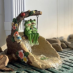 Outdoor Statue for Gutter Downspout Extension Decoration, Frog Couple Garden Statue & Sculpture Gutter Downspout Extender Guardian Accessory, Patio, Yard, Lawn Ornament Splash Block Decorative.