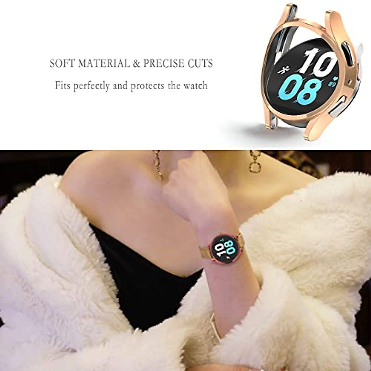 OHPROCS Compatible with Samsung Galaxy Watch 5 & 4 40mm 44mm Case with Screen Protector, Soft TPU Face Cover Full Protective Bumper for Samsung Watch 5/4 Bands Accessories (40mm, 9-Colors)