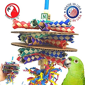 Bonka Bird Toys 2308 Trap Sandwich Small Medium Bird Toy Bamboo Woven Finger Forage Treat Traps Cardboard Wood Chew Cockatiels Parakeets Conures and Other Similar Birds.