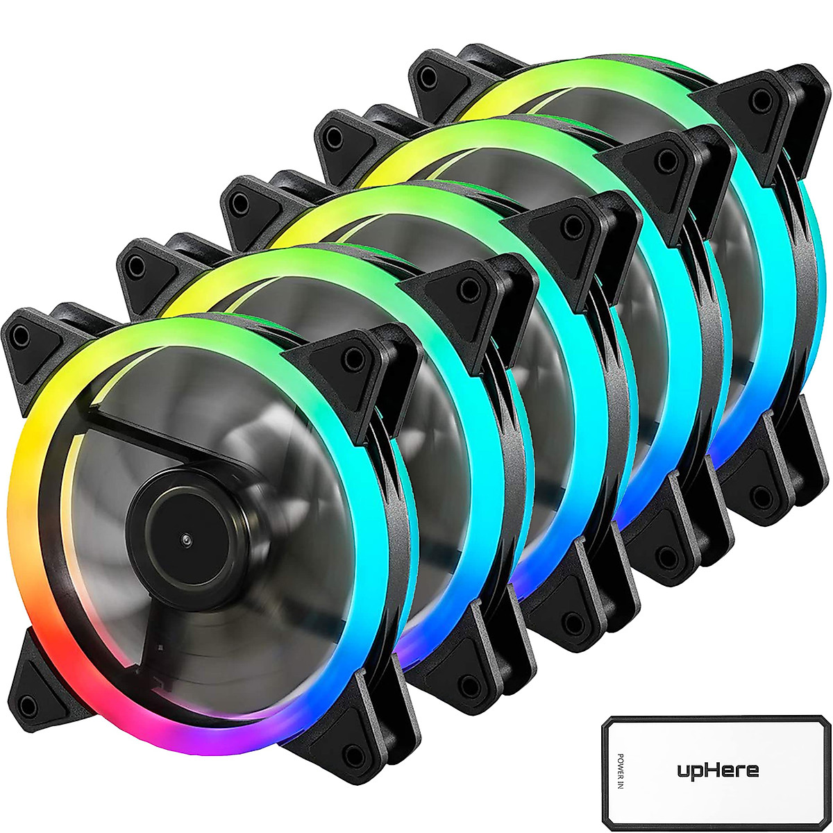 upHere 120mm RGB Series Case Fan,Quiet Edition High Airflow LED Case Fan for PC Cases-5 Pack