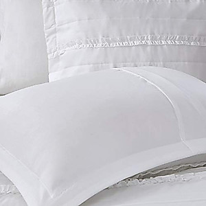 Madison Park Celeste Comforter Set-Textured Luxury Design All Season Down Alternative Bedding, Matching Sham, Decorative Pillows, Queen(90"x90"), White 5 Piece