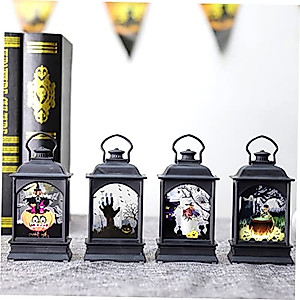 Mini Candle Battery Lantern Outdoor Lantern Ghost Festival Party Decoration LED Lights for Halloween Fall Snow Globe Festival Party Ornament Pattern Light Flame Lamp Candle Light