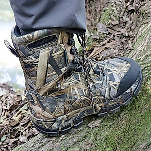R RUNFUN Men's Waterproof Hunting Boots Camo Hiking Boot Insulated Military Tactical Work Boot, 10" Breathable Non-slip Outdoor Boot, 600g Insulation(RF013-10W, Size11)