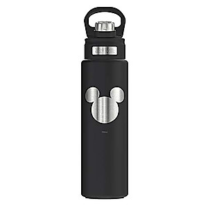 Tervis Disney - Mickey Silhouette Black Triple Walled Insulated Tumbler Travel Cup Keeps Drinks Cold, 24oz Wide Mouth Bottle, Stainless Steel