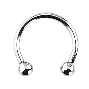 Forbidden Body Jewelry 16g 10mm Solid Titanium Internally Threaded Horseshoe Ring with 3mm Balls