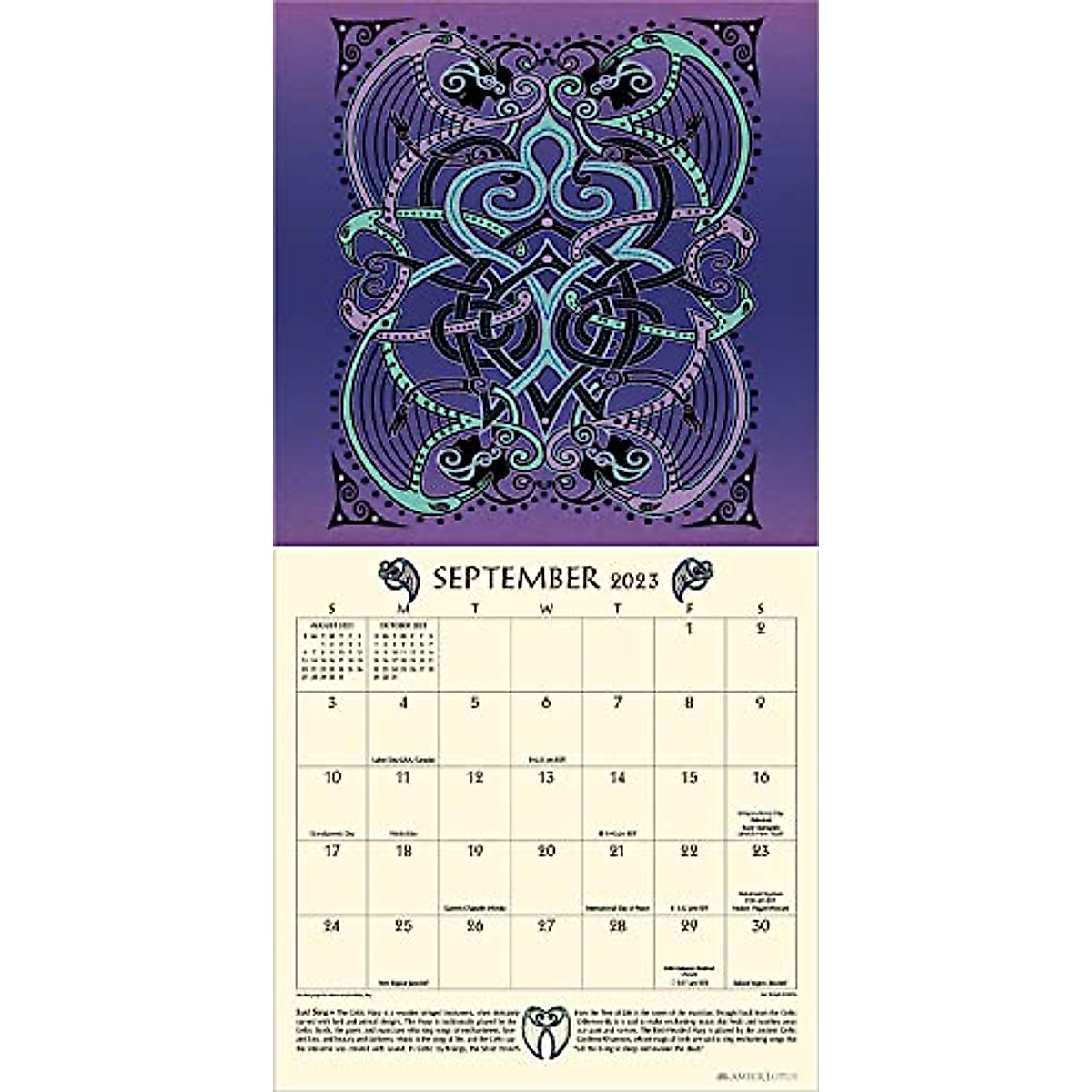 Celtic Mandala 2023 Wall Calendar: Earth Mysteries & Mythology by Jen Delyth | 12" x 24" Open | Amber Lotus Publishing
