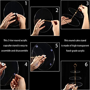 3 Tier Acrylic Round Clear Cupcake Stand Dessert Tower Stand Cookies Cupcake Display Stand for Wedding Treats Birthday Party Baby Shower