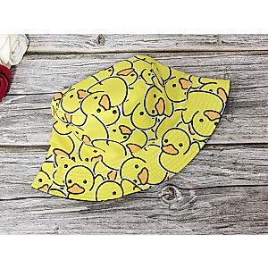 Enodtter Yellow Duck Bucket Hat for Men Women Teen Girl, Packable Reversible Printed Sun Hats, Fisherman Outdoor Summer Travel Beach Caps