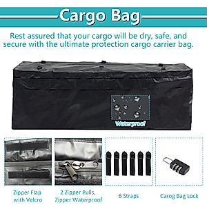 Folding Hitch Mount Cargo Carrier - Luggage Basket Rack Fits 2" Receiver - Rear Cargo Rack for SUV, Truck, Car(Includes Cargo Net, Ratchet Straps, Waterproof Cover) - 550LB Capacity