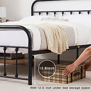 VECELO Metal Platform Bed Frame, Mattress Foundation with Headboard & Footboard,No Box Spring Needed,Queen Size