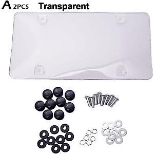 2Pcs Clear Unbreakable License Plate Shields Plate Cover License Shell Protective Modified Transparent License Plate Frames License Plate Frame Carbon Fiber License Plate Frame with Fastening Screws