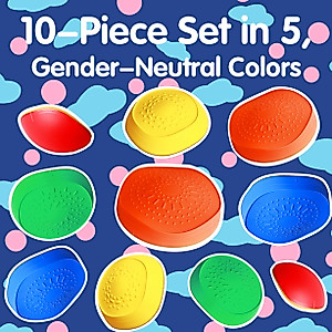 OMNISAFE Balance Stepping Stones for Kids, Non-Slip Textured Surface and Rubber Edges, Indoor & Outdoor Obstacle Course Toy, Exercise Coordination & Strength