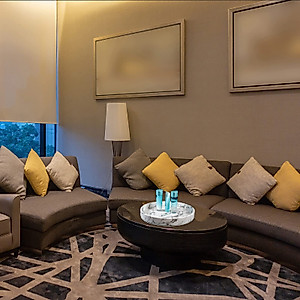 MCBZ Home Round Leather Tray, Serving Tray, Coffee Table Tray, Decorative Tray, Storage Tray, Size 13.2 * 1.8 inch (White)