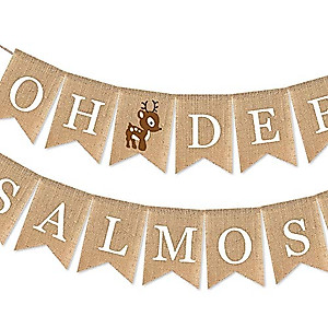SWYOUN Burlap Oh Deer She's Almost Here Banner Mantel Fireplace Supplies Girl Woodland Baby Shower Garland Decoration